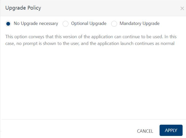Upgrade Policy to Validate Child App versions in EAS