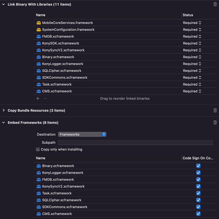 Configuring the Framework